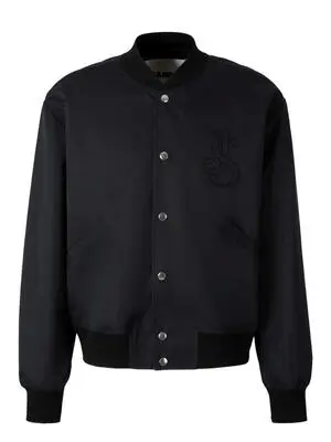 JIL SANDER Bomber Jacket With Logo Detail - Black