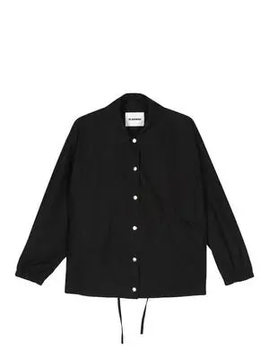 JIL SANDER Boxy Cotton Jacket With Snap Button Closure - Black