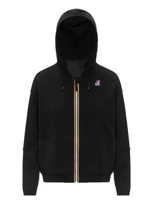 K-WAY Lara Poly Cotton Hooded Sweatshirt With Full Zip Closure - Black