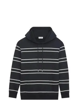 Saint Laurent Hooded Sweatshirt With Stripes - Black