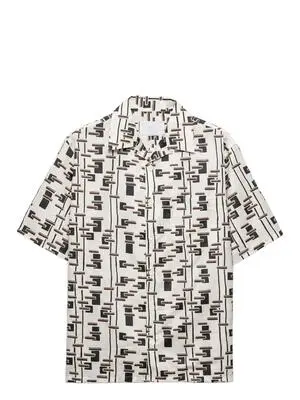 Prada Printed Cotton Blend Bowling Shirt - Beige