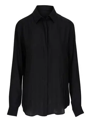 Saint Laurent Cassandre Shirt In Organic Silk - Black