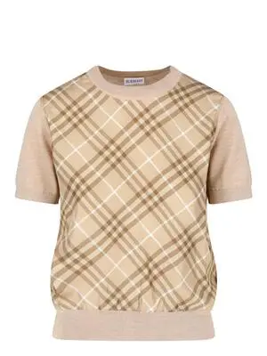 Burberry Wool And Silk Sweater - Beige