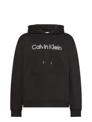 Calvin Klein Terry Hoodie With Adjustable Hood - Black