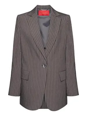 ELENA MIRO` Single Breasted Striped Blazer - Gray