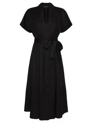 ELENA MIRO` Midi Dress With Belted Waist - Black