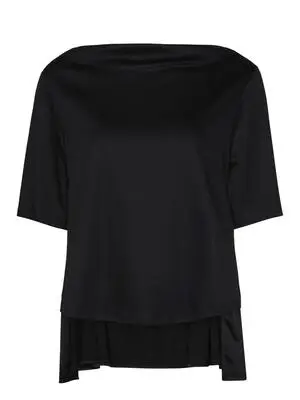 ELENA MIRO` Pleated Hem Blouse - Black