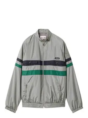 Miu Miu Miu Miu Silk Tech Blouson With Stripes Gray