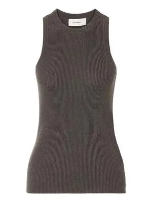 LISA YANG Amya Ribbed Cotton And Cashmere-blend Tank - Brown