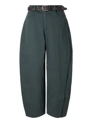 Sea Odessa Belted Cotton Wide-leg Pants - Green