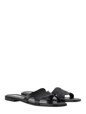 Karl Lagerfeld Brio Signature Cut-out Flat Sandals - Black