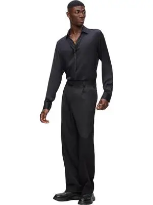 Karl Lagerfeld Wool Barrel-leg Tailored Trousers - Black