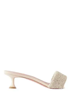 Amina Muaddi Andreea 45 Raffia Mules - Neutral