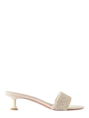 Amina Muaddi Andreea 45 Raffia Mules - Neutrals