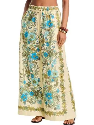 ALEMAIS Sophia Wide Leg Printed Linen Pants - Multi