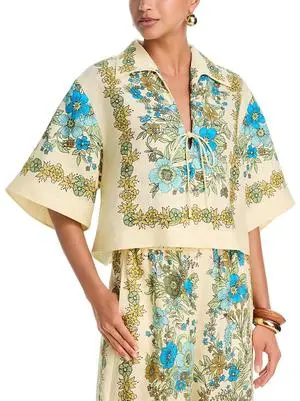 ALEMAIS Sophia Printed Linen Top - Multi
