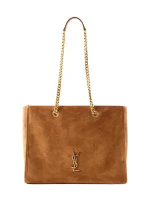 Saint Laurent Niki Shopper Quilted Suede Shoulder Bag - Brown
