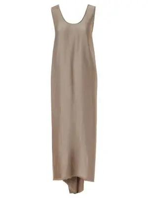 FFORME Gathered Satin Midi Dress - Gray