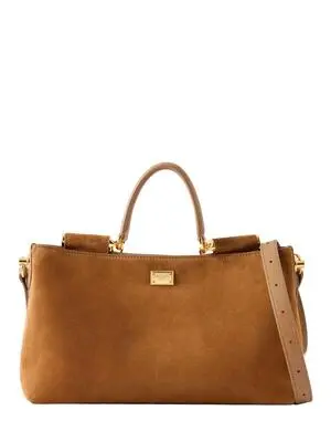 Dolce & Gabbana Dolce & Gabbana Vittoria Suede Tote Camel