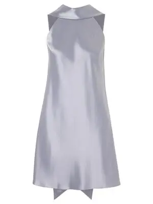 Galvan Siena Satin Halterneck Mini Dress - Blue