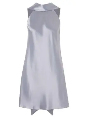 Galvan Galvan Siena Satin Halterneck Mini Dress Light Blue