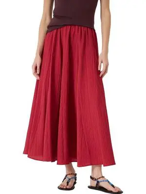 HUSH Mavi Crinkle Midi Skirt - Ruby Red