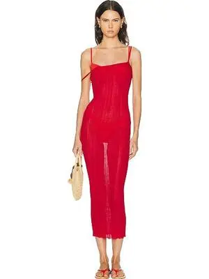 HAIGHT. Ivana Midi Knit Dress - Red Shift