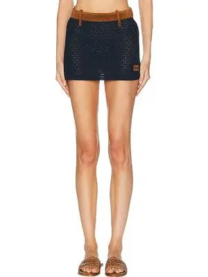 Miu Miu Cotton Crochet Pelle Skirt - Bleu