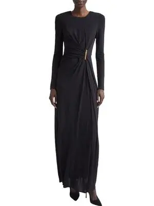 St. John Dominique Matte Crepe Jersey Gown - Black