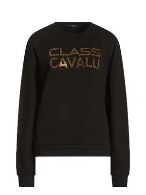Roberto Cavalli Cotton Sweatshirt With Metal Applications - Black