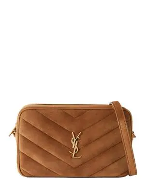 Saint Laurent Loulou Cassandra-embellished Suede Shoulder Bag - Brown