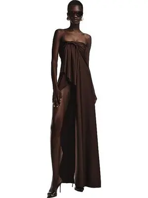 Revolve Enzo Asymmetric Maxi Dress - Brown