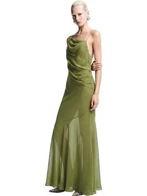 Revolve Siagre Silk Backless Gown - Green