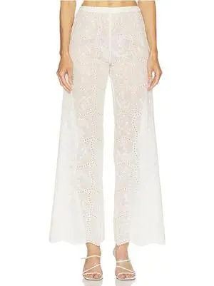 Amanda Uprichard Mariko Lace Pants In Ivory - Eggshell