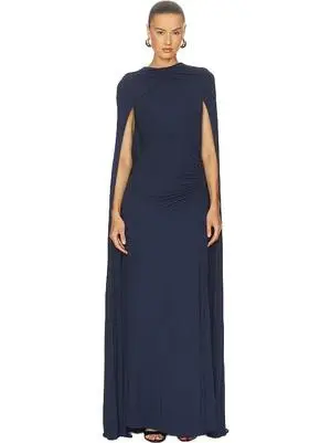 Simkhai Navy Cape Gown - Midnight