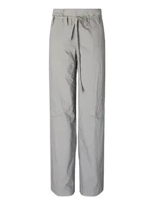 Tory Burch Wide-leg Cotton Matelassé Pants With Tie Belt - Gray