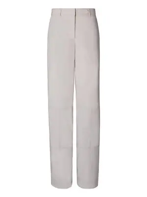 Tory Burch Tory Burch Wide-Leg Cotton Matelassé Pants With Tie Belt Gray