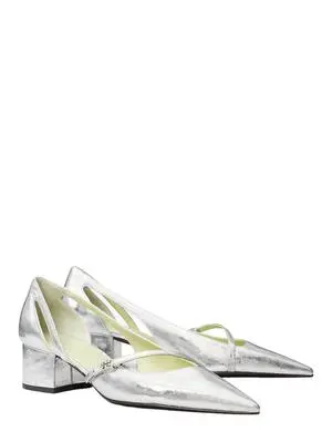 Tory Burch Double T Buckle D'orsay Pumps - Silver