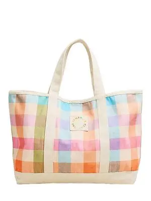 SUNSHINE TIENDA Rainbow Plaid Canvas Tote - Multi Plaid