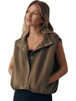 DAILY PRACTICE Funnel-neck Snap Button Top - Capers