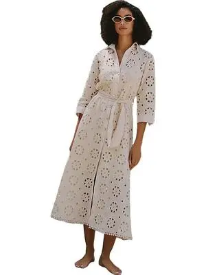 SNDYS. Laurel Linen Dress With Tie Waist - Ivory