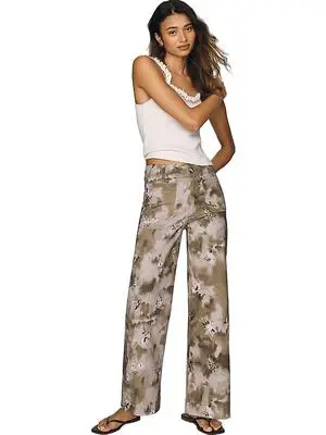 Maeve Colette High-rise Wide-leg Full-length Pants - Green Pattern