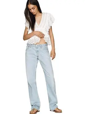 ALIGRACE 90s Original Low-rise Straight-leg Jeans - Light