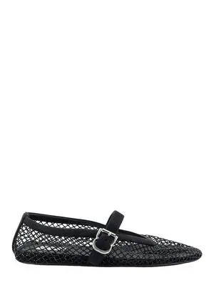 Alaïa ALAIA Flat Mesh Ballet Flats With Rhinestone Detail Black
