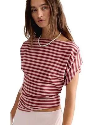 GEEL Fletcher Striped Top - Cherry/blush