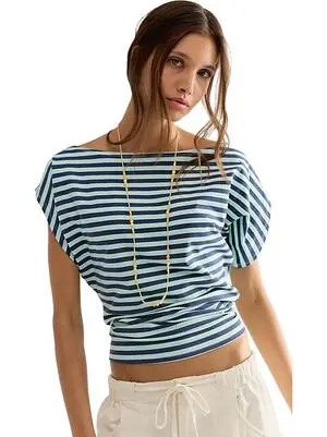 GEEL Fletcher Striped Top - Navy/ocean