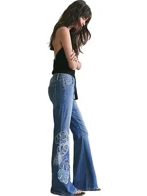 DRIFTWOOD Farrah Patchwork Flare Jeans - Patchwork Palm