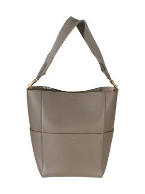 Celine Taupe Soft Grained Calfskin Sangle Bucket Bag - Gray