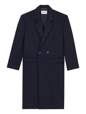 Saint Laurent 80's Double-face Wool Felt Coat - Marine