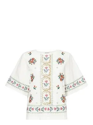 Max Mara Embroidered Cotton T-shirt - White Multicolour